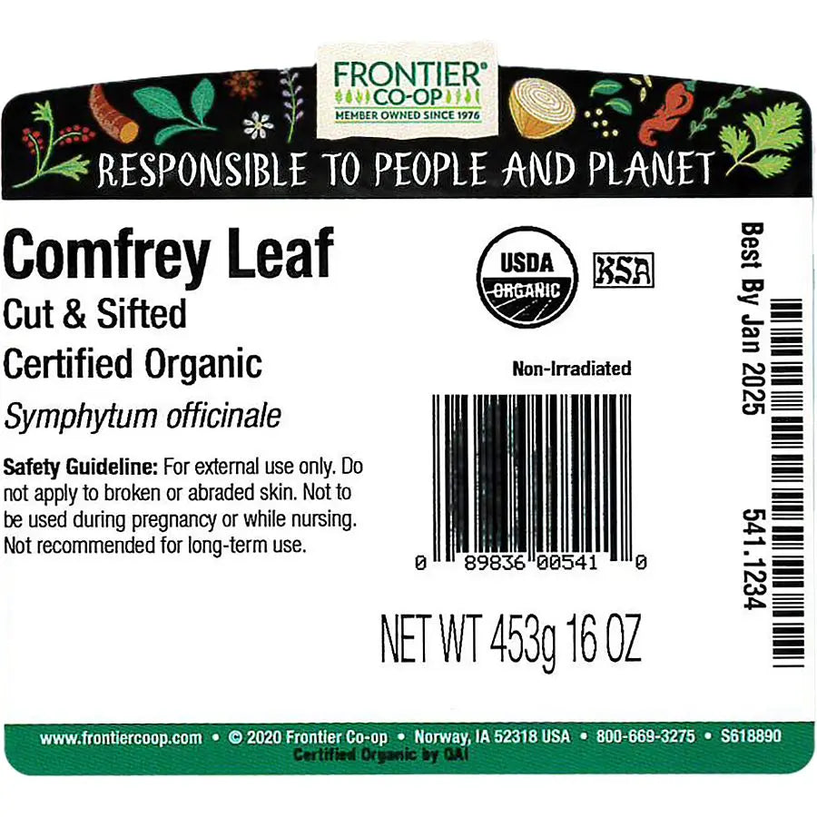 Comfrey Leaf, Cut & Sifted, Organic 1 lb. – Aroma&Taste