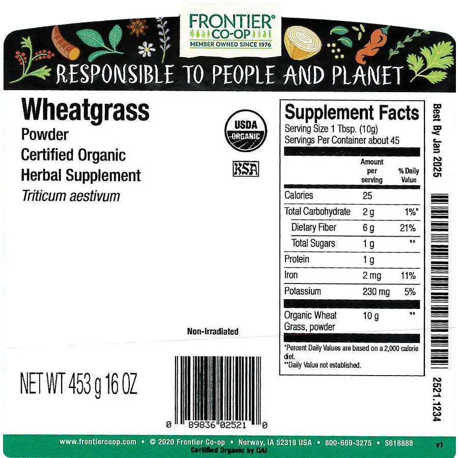 Wheatgrass Powder, Organic 1 lb. – Aroma&Taste