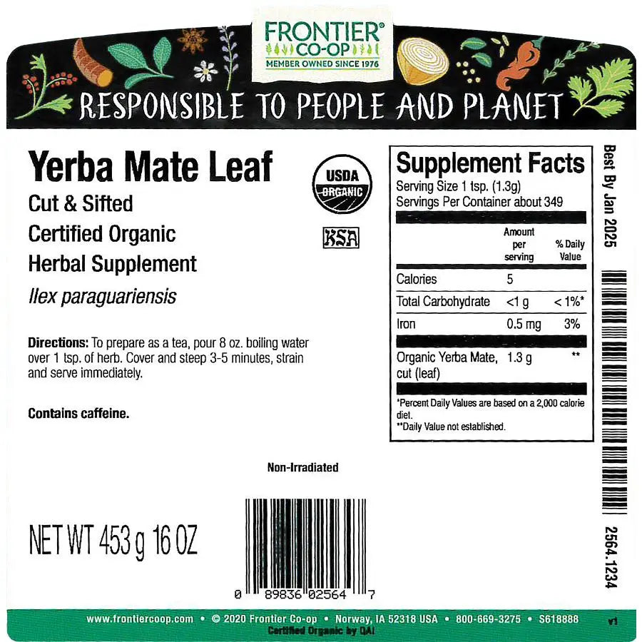 Yerba Mate Leaf, Cut & Sifted, Organic 1 lb. – Aroma&Taste
