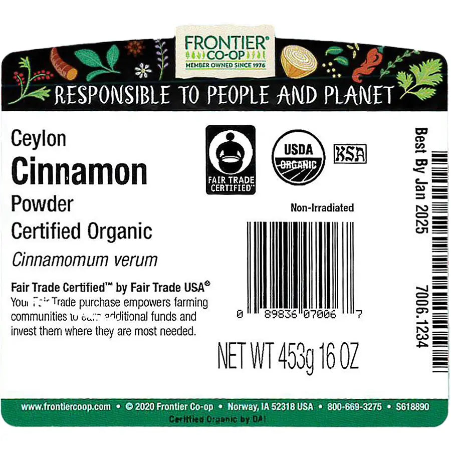 Ceylon Cinnamon, Ground, Organic, Fair Trade 1 lb. – Aroma&Taste
