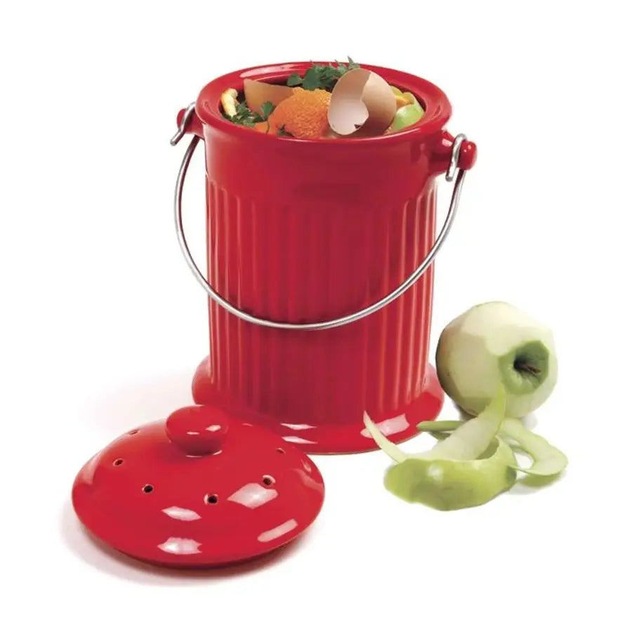 Red Ceramic Compost Keeper 1 gallon – Aroma&Taste
