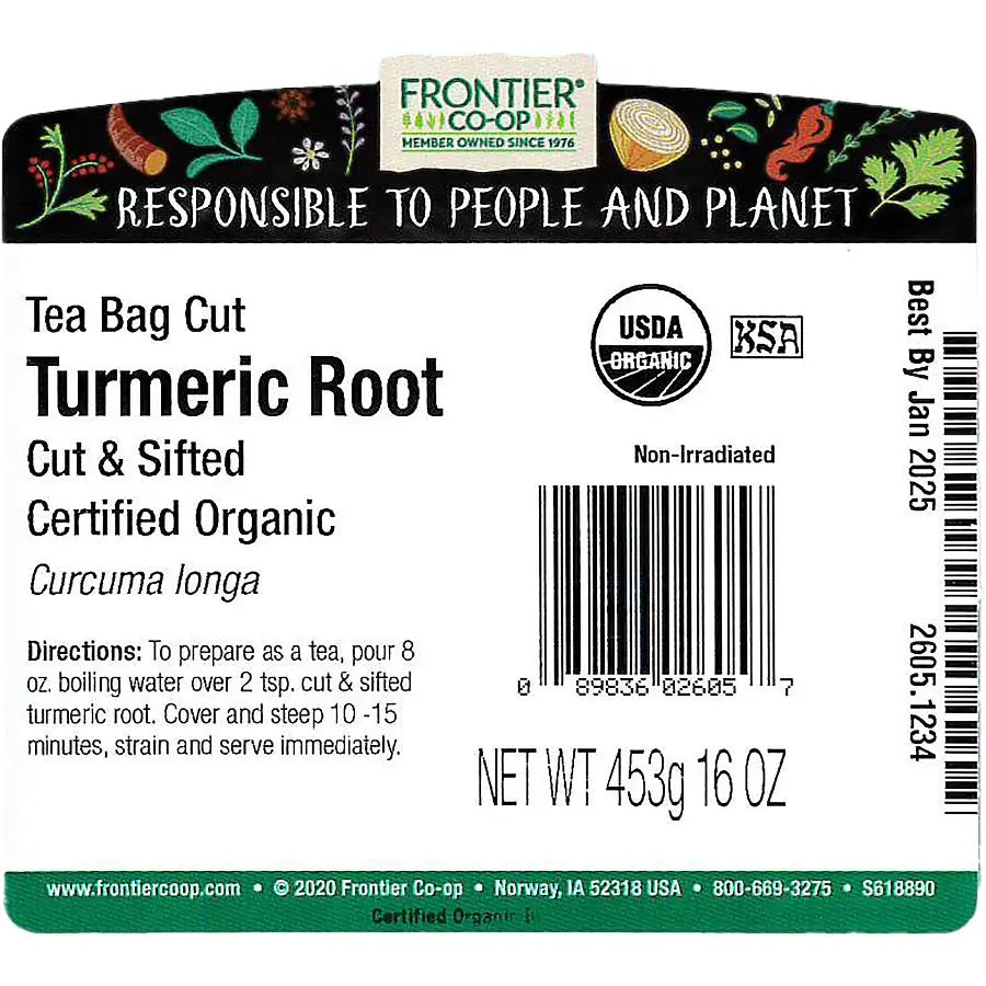 Turmeric Root, Cut & Sifted (Tea Bag Cut), Organic 1 lb. – Aroma&Taste